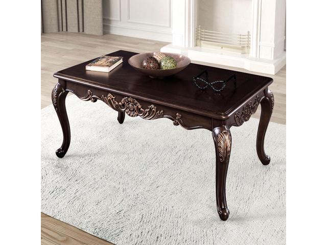 Click here for 1pc Rectangle Coffee Table Traditional Style Curve... prices