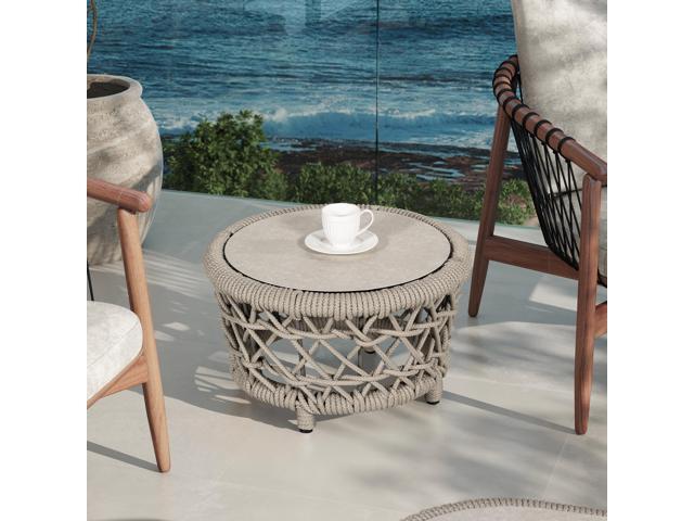 Click here for Everly 21.5 Round Woven Patio Coffee Table Light B... prices