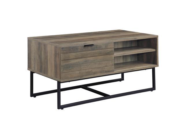 Click here for Rustic Oak and Black Coffee Table with Open Storag... prices