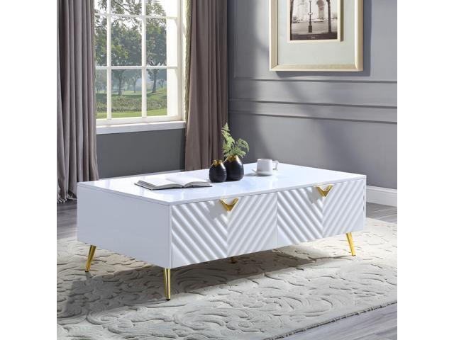 Click here for White High Gloss 2-Drawer Coffee Table with Suppor... prices