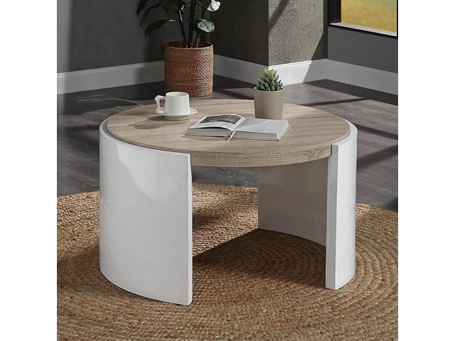 Click here for Oak and White High Gloss 1-Drawer Coffee Table prices