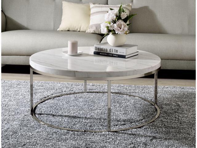 Click here for Zaidee Mable Top & Nickel Finish Coffee Table prices