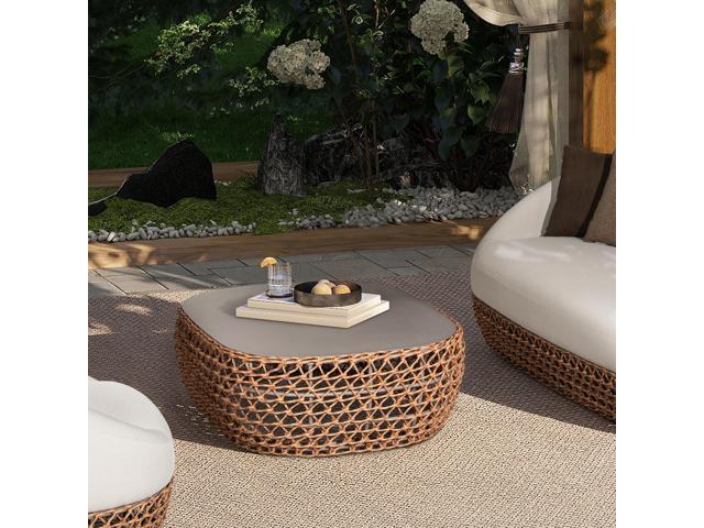 Click here for Willow 40.5 Oval Woven Patio Coffee Table  Golden... prices