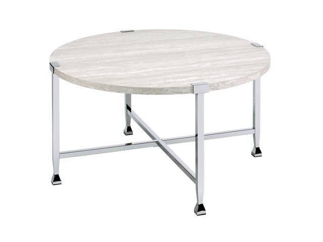 Click here for White Oak and Chrome Round Coffee Table prices