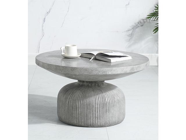 Click here for Weathered Grey Coffee Table with Round Top and Ped... prices