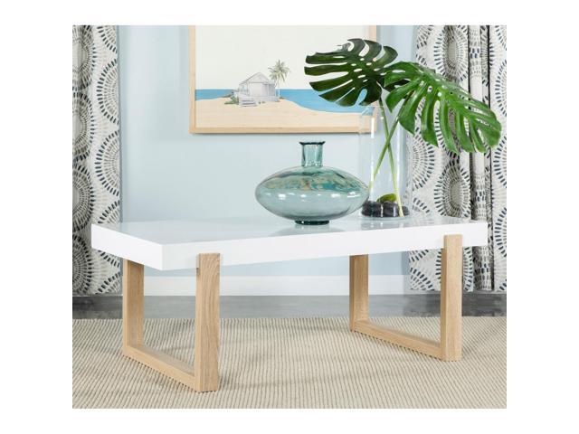 Click here for Gwen White High Gloss and Natural Coffee Table wit... prices