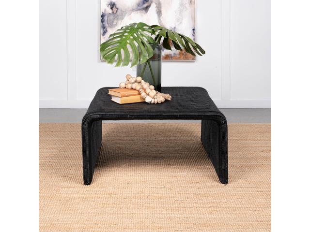 Click here for Woods Black Woven Rattan Square Coffee Table prices