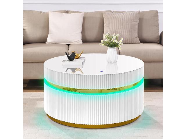 Click here for Tavita 39 Round White Coffee Table with Glass Top... prices
