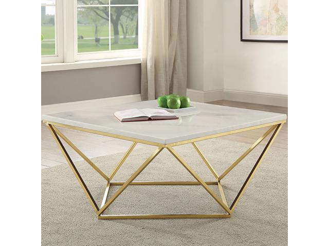 Click here for Orion White and Gold Coffee Table with Metal Leg prices