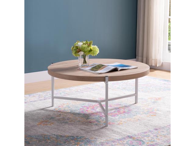 Click here for 36.5 Round Coffee Table with White Metal Legs  Wea... prices