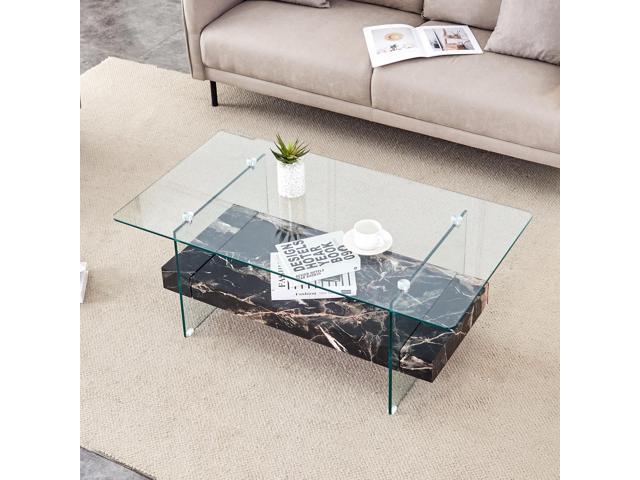 Click here for 43.3-Inch Heavy-Duty Coffee Table with Tempered Gl... prices