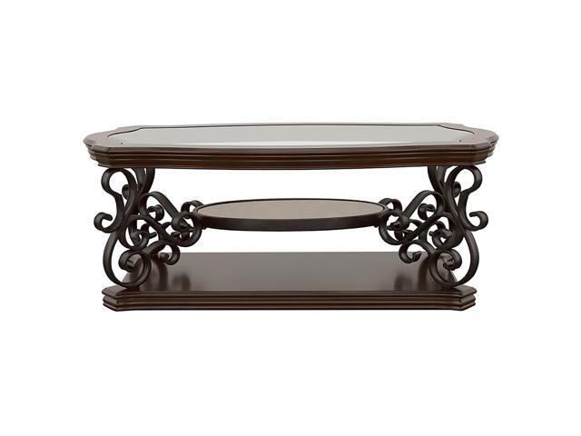 Click here for Bianca Merlot 2-Shelf Glass Top Coffee Table prices