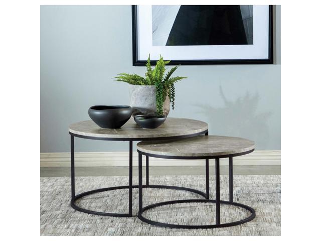 Click here for Hanover Grey 2-Piece Round Faux Marble Nesting Cof... prices