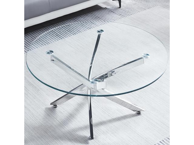 Click here for Modern Round Tempered Glass Coffee Table with Stai... prices