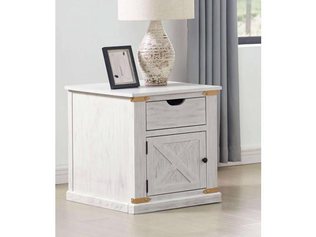 Click here for Rustic Style Antique White 1pc End Table Living Ro... prices