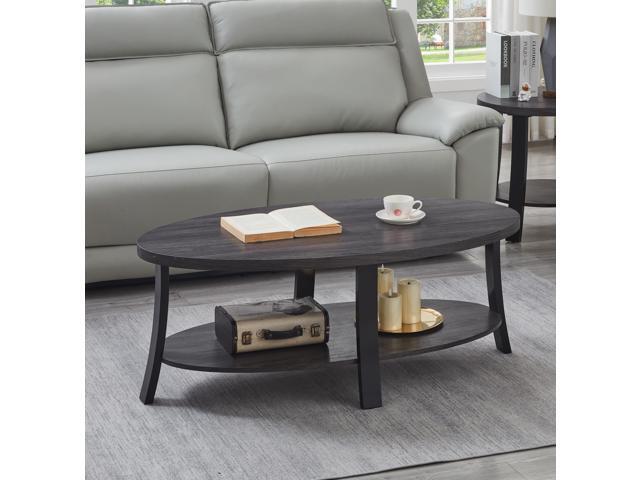 Click here for Anze Contemporary Oval Wood Shelf Coffee Table in... prices