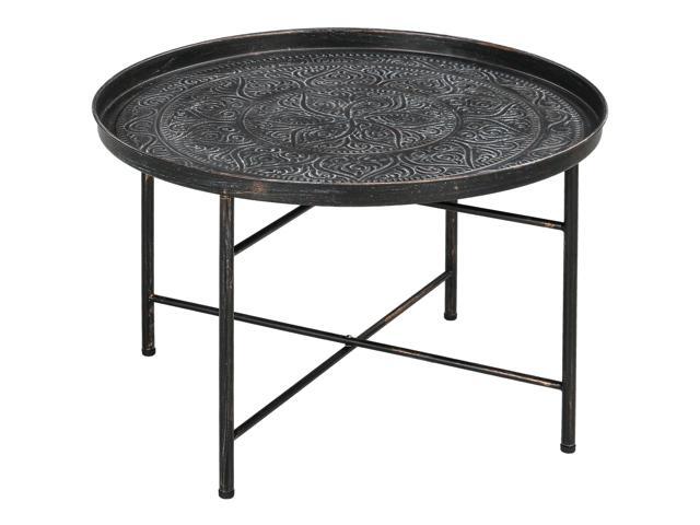 Click here for HOMCOM 24 Round Coffee Table with Hammered Tray To... prices