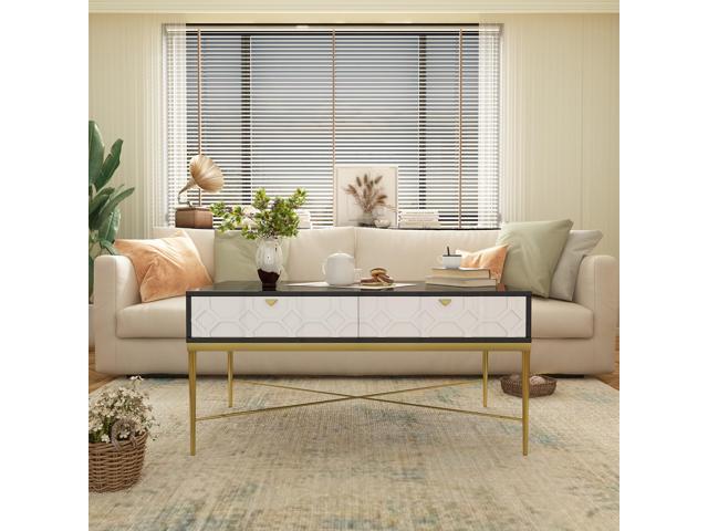 Click here for Modern Black and White Coffee Table with 2 Drawers... prices