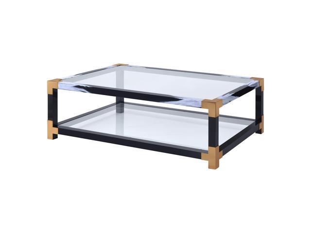 Click here for Lafty Clear Glass & White Brushed Finish Coffee Ta... prices