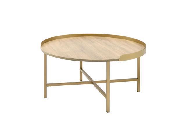 Click here for Mithea Oak & Gold Finish Coffee Table prices