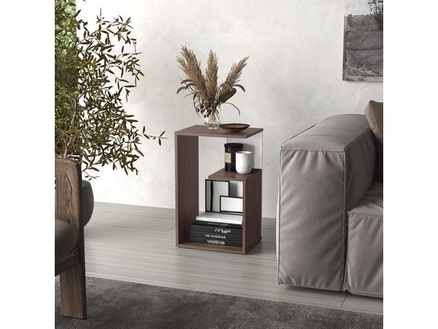 Click here for Everet 25 High 3-Tier Side Table Dark Walnut - Whi... prices