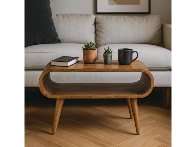 Click here for Solid Wood Open Oak-ish Coffee Table  Nordic Legs prices