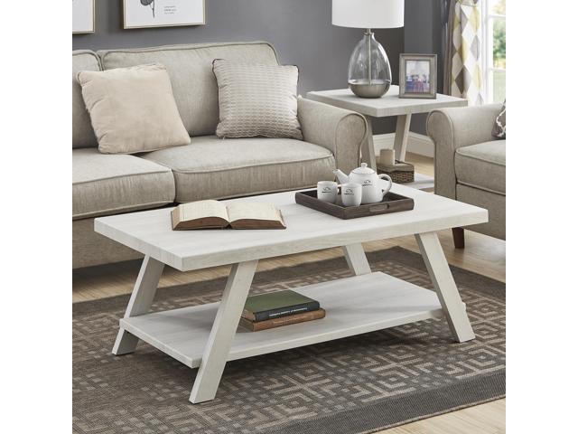 Click here for Athens Contemporary Wood Shelf Coffee Table in Whi... prices