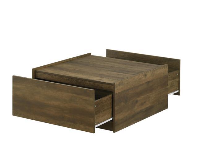 Click here for Travon 31.5W Oak Finish Square Coffee Table with 2... prices