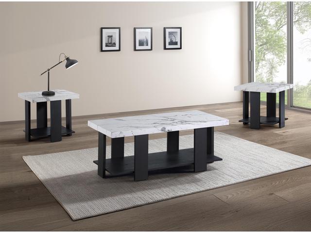 Click here for Gray 3-Piece Cocktail Set White Faux Marble Table... prices