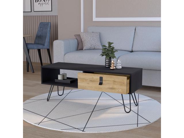 Click here for Black and Macadamia Hairpin Legs Coffee Table prices
