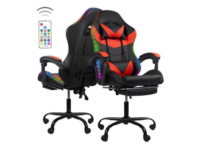 Click here for Gaming Chair Black-Red - Ergonomic PU Seat w/RGB L... prices