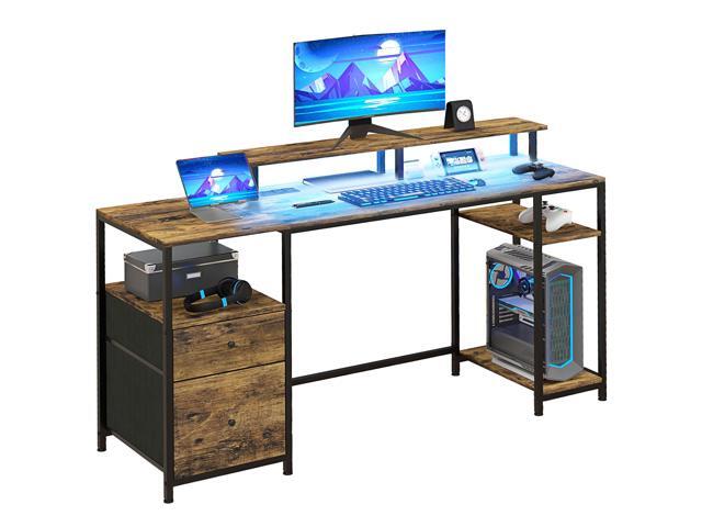 Click here for HOMCOM 61 Computer Desk with LED Lights  Power Out... prices