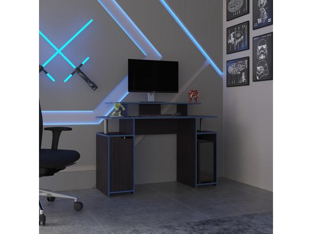 Click here for Gaming Desk  1 Door  6 Shelves  Black Wengue / Blu... prices