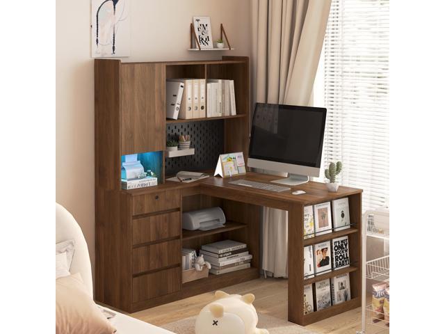 Click here for L Shaped Desk Computer Desk with Drawers Bookshelf... prices