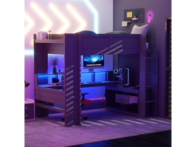 Click here for Wood Full Size Gaming Loft Bed with Desk  Multi-st... prices