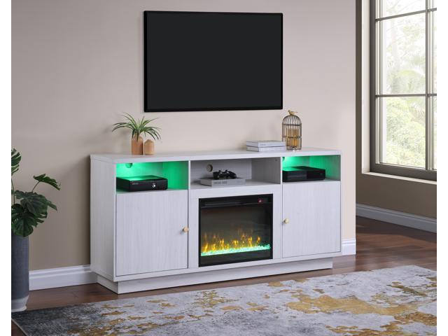 Click here for Ambrose 70W White Walnut Finish Fireplace Console... prices
