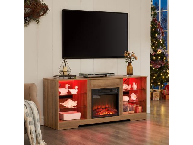 Click here for TV Stand Electric Fireplace TV Stand with Glass Sh... prices