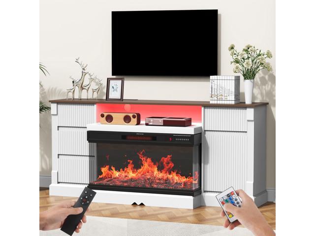 Click here for Modern 3-Sided Glass TV Stand with Electric Firepl... prices