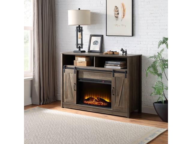 Click here for Tobias Rustic Oak Finish Fireplace with Shelf Stor... prices
