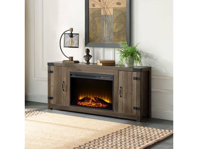 Click here for Tobias Rustic Oak Finish Fireplace with 2 Storage... prices