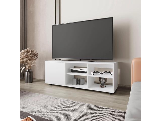 Click here for White TV Stand with a Door and Open Storage prices