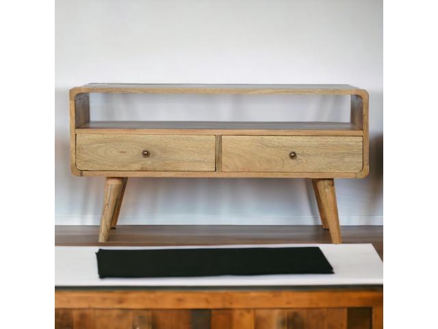 Click here for Solid Wood Curved Oak-ish Media Unit  2-Drawers  1... prices