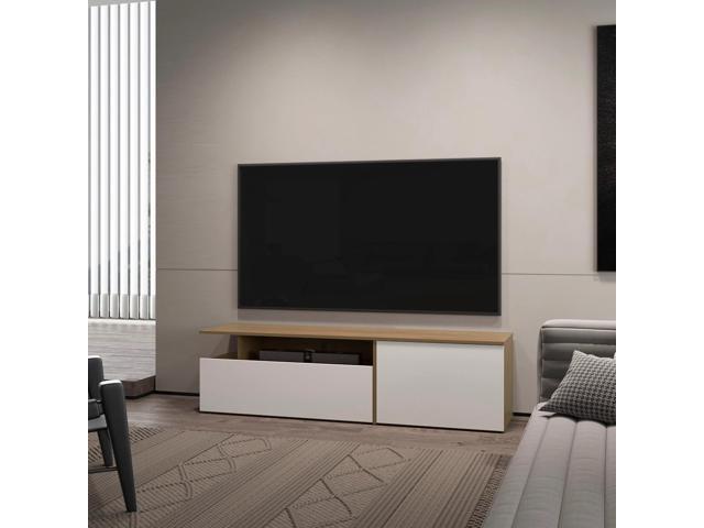 Click here for Natural Oak and White TV Stand with Drop-Down Door... prices