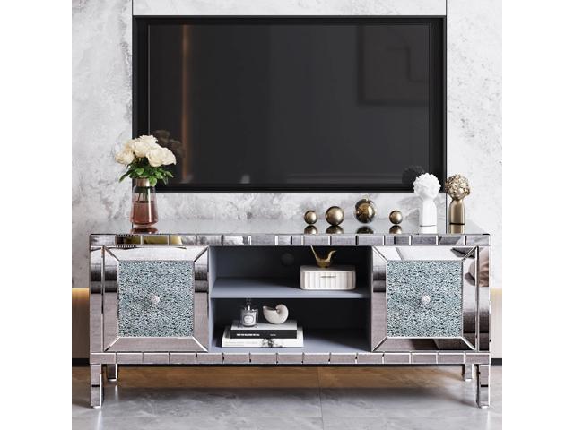 Click here for 60 Mirrored TV Stand with Crushed Diamond Glass Do... prices