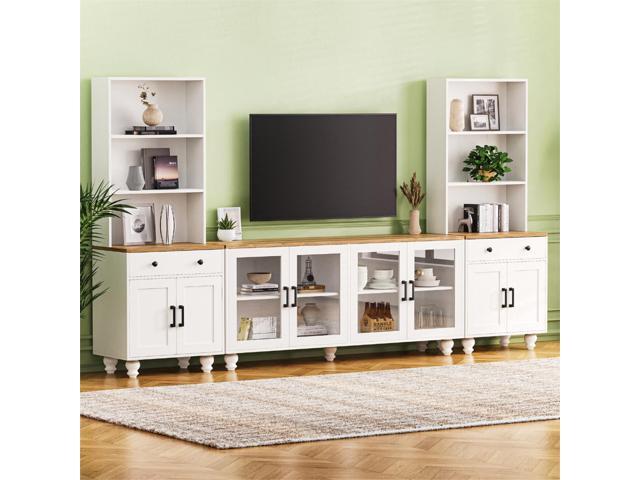 Click here for ON-TREND Farmhouse TV Stand with Solid Wood Gourd-... prices