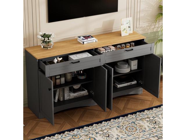 Click here for ON-TREND Farmhouse TV Stand with 2 Drawers for TVs... prices
