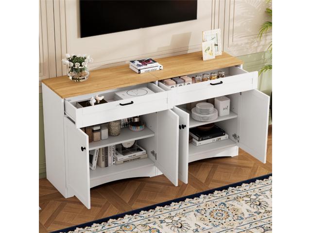 Click here for ON-TREND Farmhouse TV Stand with 2 Drawers for TVs... prices