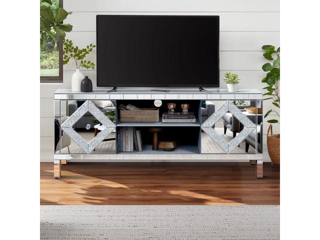 Click here for Mirrored TV Stand for 65+ inch TV Sliver TV Consol... prices