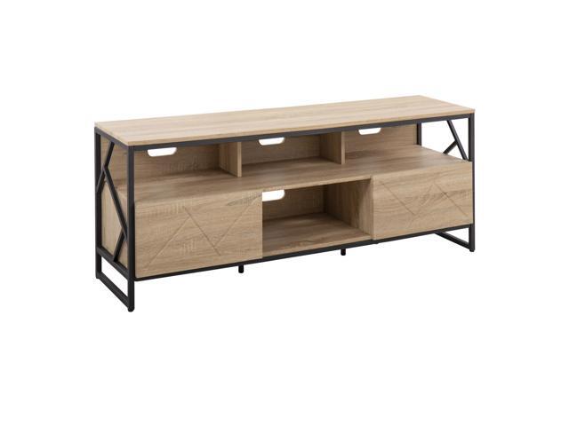 Click here for Folia Contemporary TV Stand in Natural Wood and Bl... prices