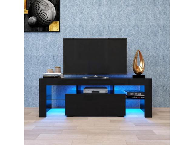 Click here for Black TV Stand with LED RGB Lights Flat Screen TV... prices